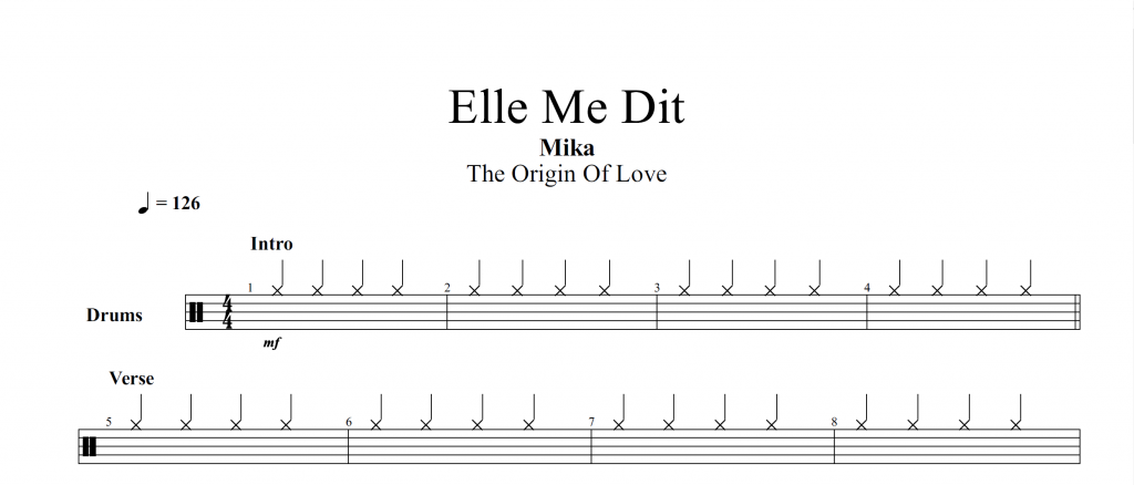 Elle Me Dit – Hellodrumscores