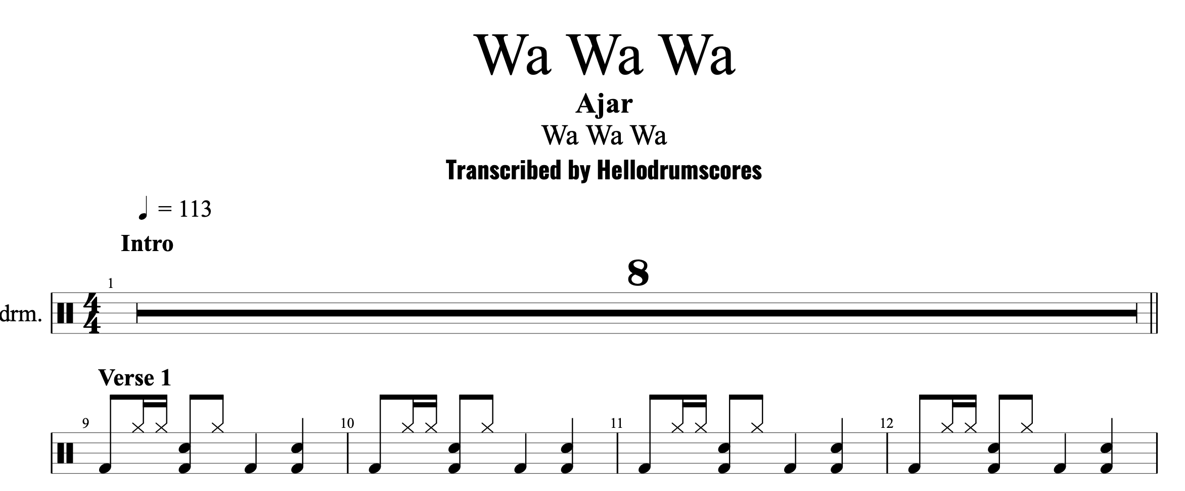 Wa Wa Wa – Hellodrumscores