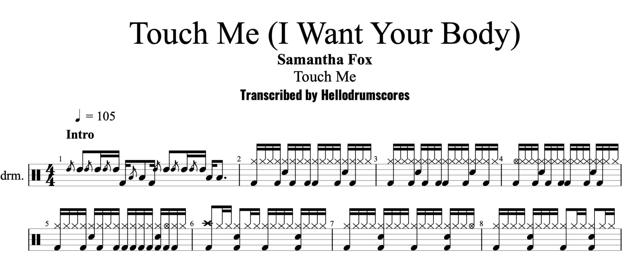 Touch Me (I Want Your Body) – Hellodrumscores